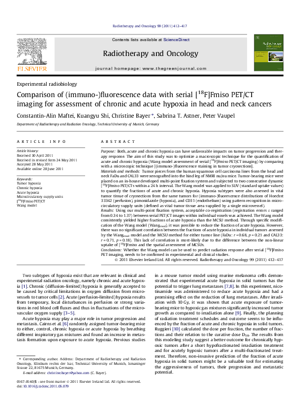 (PDF) Comparison of (immuno-)fluorescence data with serial [18F]Fmiso ...