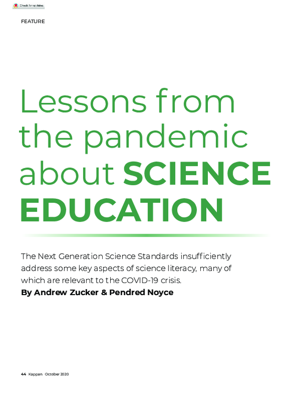 (PDF) Lessons from the pandemic about science education
