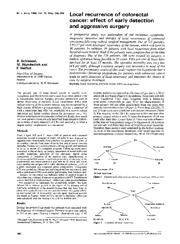 (PDF) Local recurrence of colorectal cancer: Effect of early detection ...