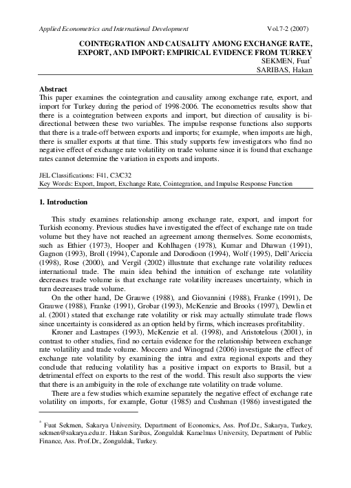 (PDF) Cointegration and Causality Among Exchange Rate, Export, and ...