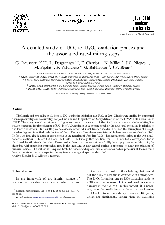 (PDF) A detailed study of UO2 to U3O8 oxidation phases and the ...