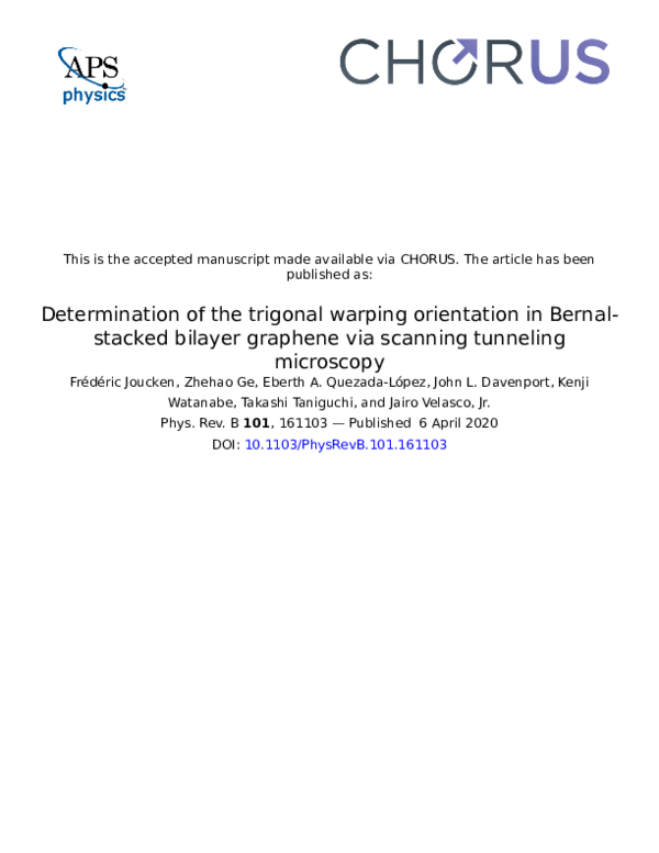 (PDF) Determination of the trigonal warping orientation in Bernal ...