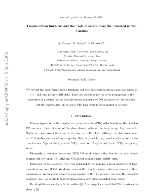(PDF) Fragmentation functions and their role in determining the ...