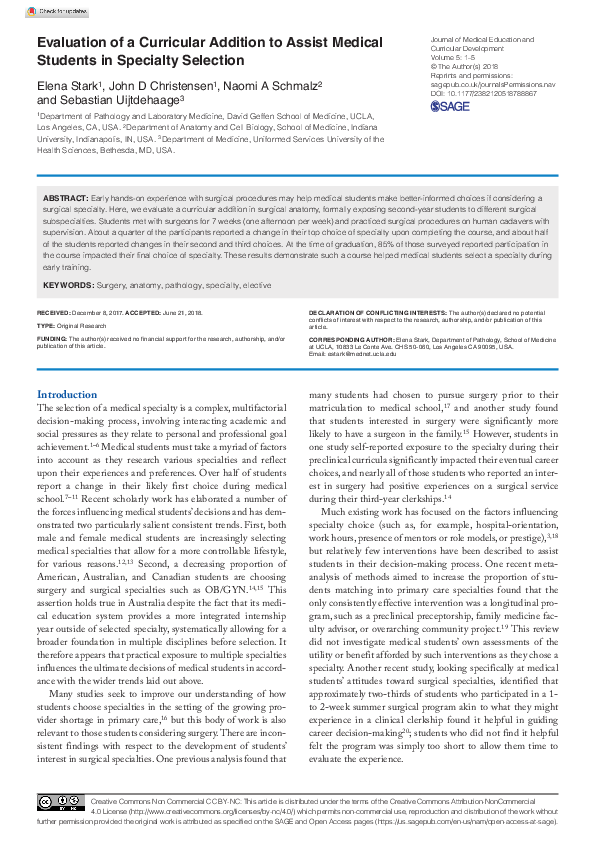 (PDF) Evaluation of a Curricular Addition to Assist Medical Students in ...
