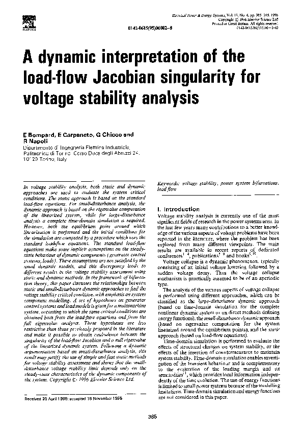 (PDF) A dynamic interpretation of the load-flow Jacobian singularity ...