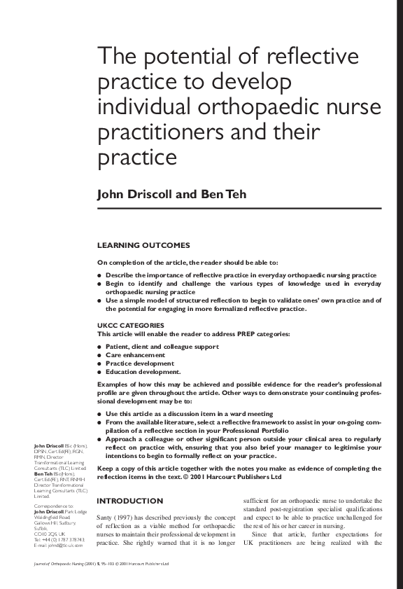(PDF) The potential of reflective practice to develop individual ...