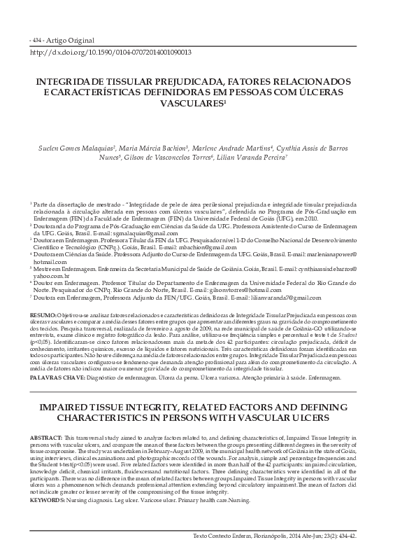 (PDF) Impaired tissue integrity, related factors and defining ...