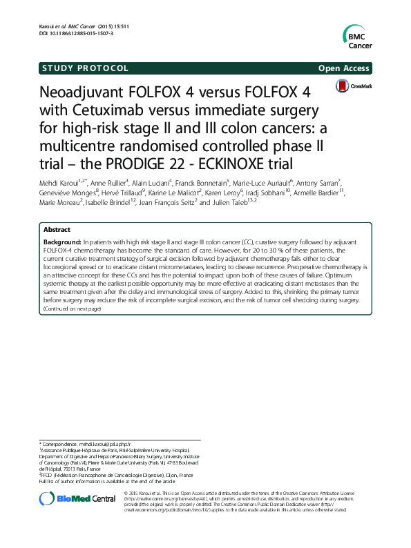 (PDF) Neoadjuvant FOLFOX 4 versus FOLFOX 4 with Cetuximab versus ...