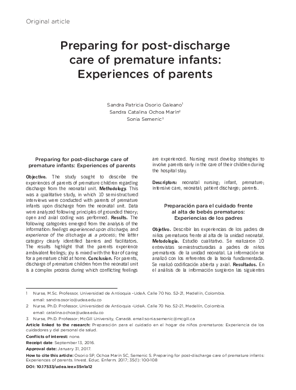 (PDF) Preparing for post-discharge care of premature infants ...