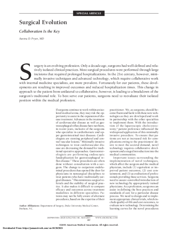 (PDF) Surgical Evolution