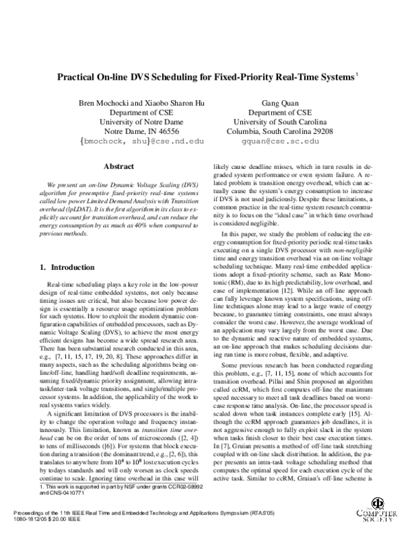(PDF) Practical On-line DVS Scheduling for Fixed-Priority Real-Time Systems