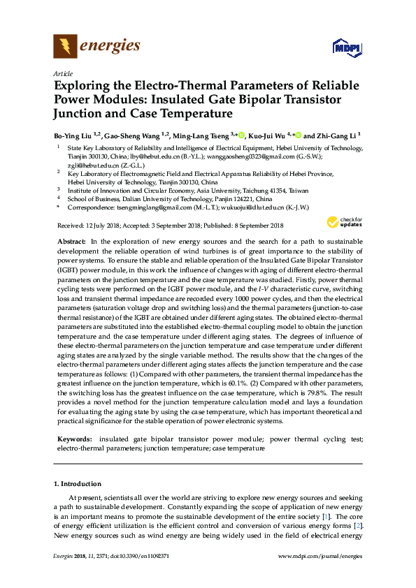 (PDF) Exploring the Electro-Thermal Parameters of Reliable Power ...