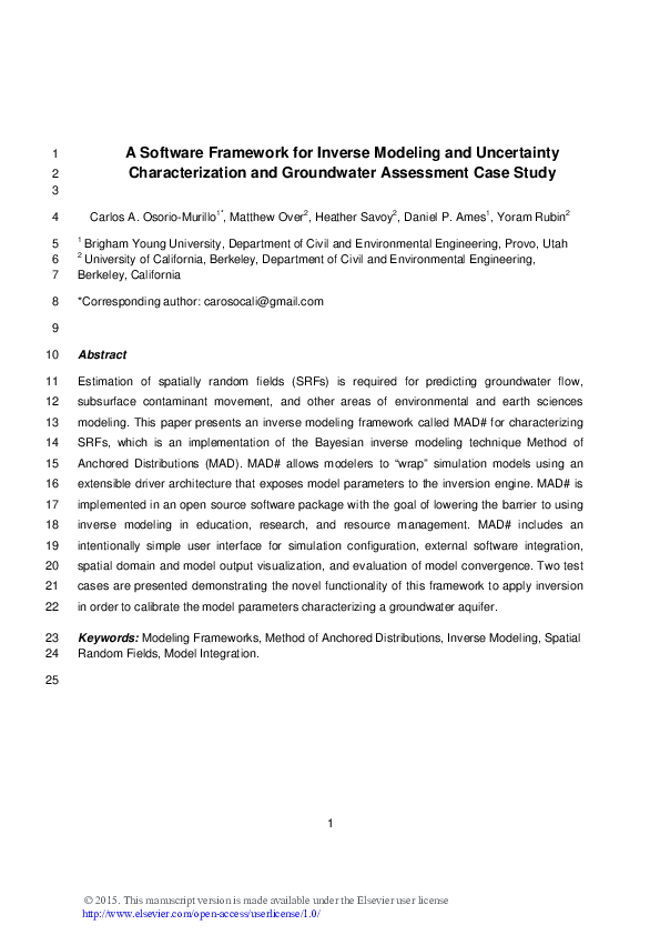(PDF) Software framework for inverse modeling and uncertainty ...