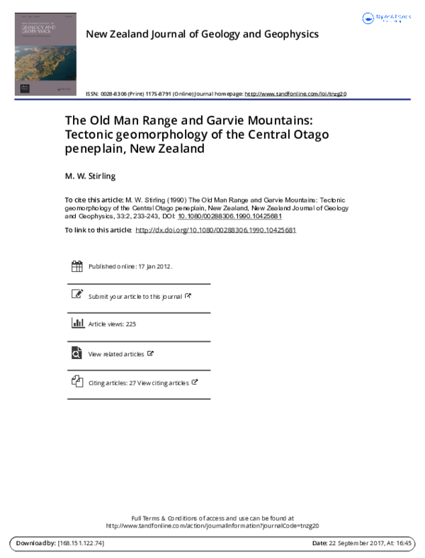 (PDF) The Old Man Range and Garvie Mountains: Tectonic geomorphology of ...