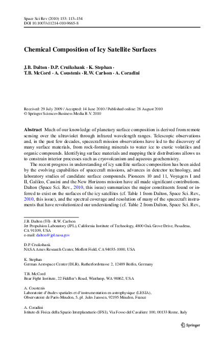 (PDF) Chemical Composition of Icy Satellite Surfaces