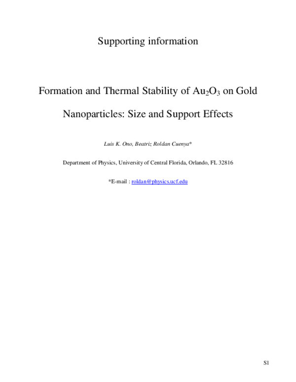 (PDF) Formation and Thermal Stability of Au2O3 on Gold Nanoparticles ...