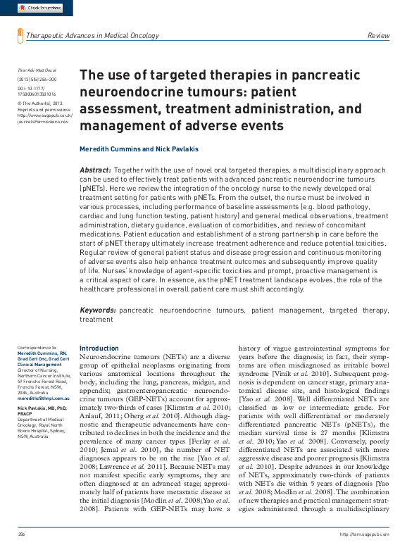(PDF) The use of targeted therapies in pancreatic neuroendocrine ...