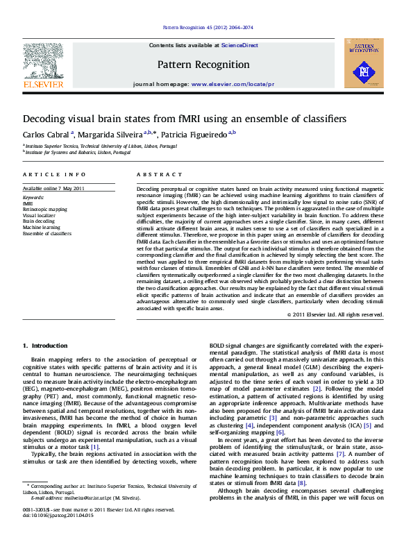Pdf Decoding Visual Brain States From Fmri Using An Ensemble Of