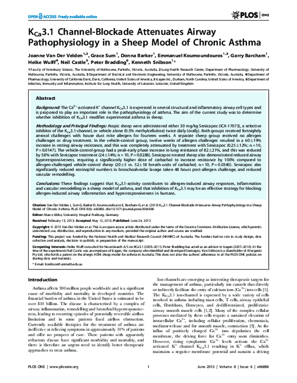 (PDF) KCa3.1 Channel-Blockade Attenuates Airway Pathophysiology in a ...