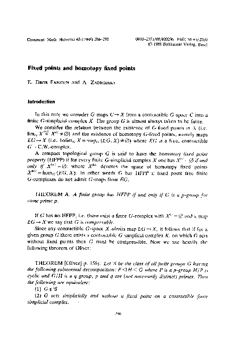 (PDF) Fixed points and homotopy fixed points