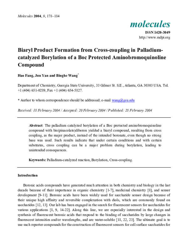 (PDF) Biaryl Product Formation from Cross-coupling in ...