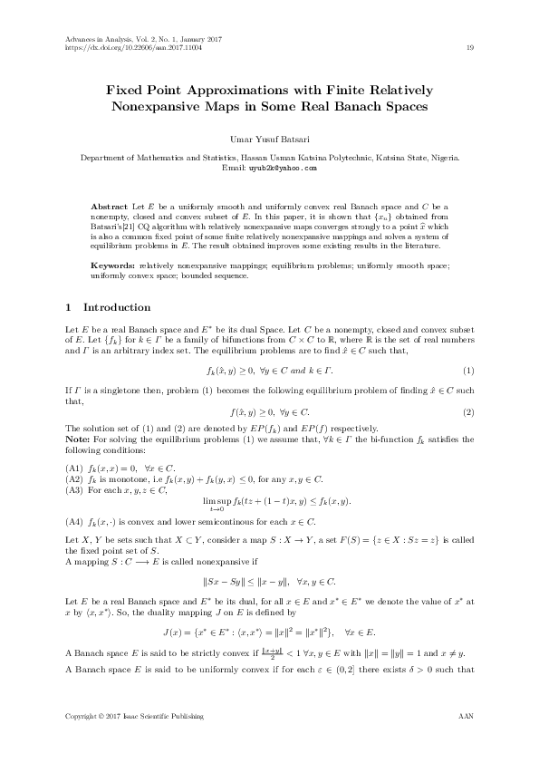 Pdf Fixed Point Approximations With Finite Relatively Nonexpansive Maps In Some Real Banach