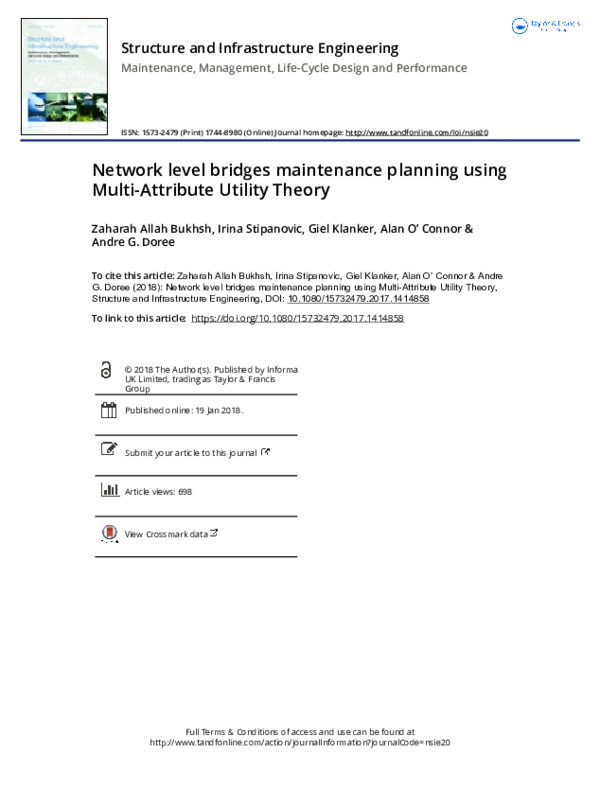 Pdf Network Level Bridges Maintenance Planning Using Multi Attribute Utility Theory