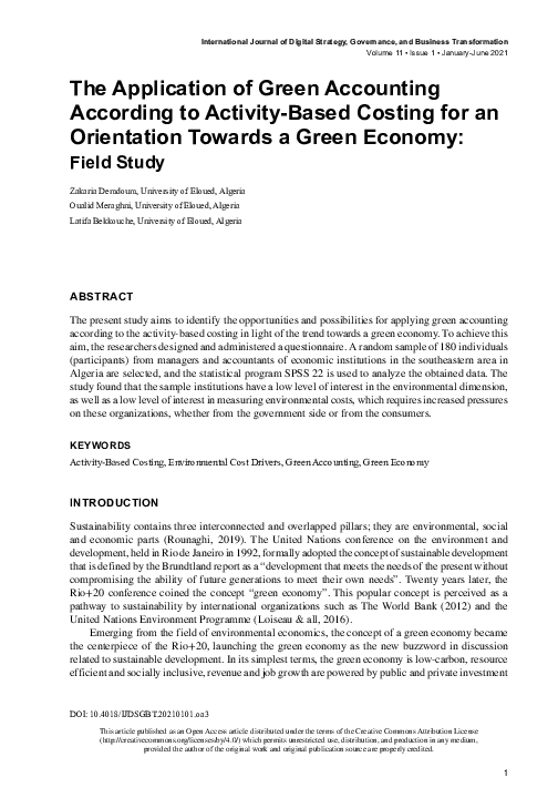 (PDF) The Application of Green Accounting According to Activity-Based ...
