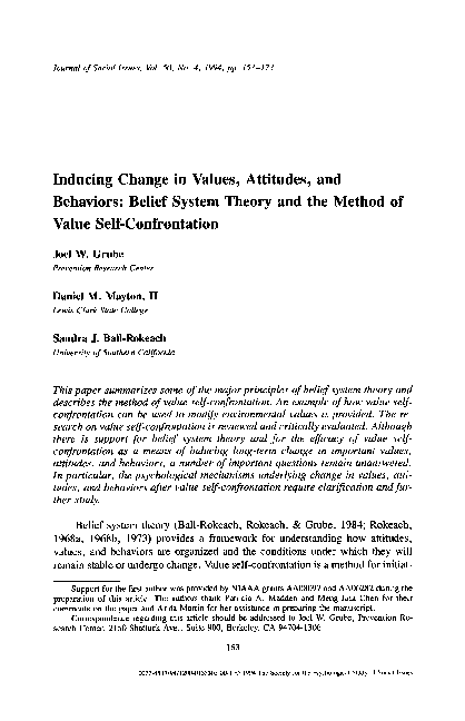 (PDF) Inducing Change in Values, Attitudes, and Behaviors: Belief ...