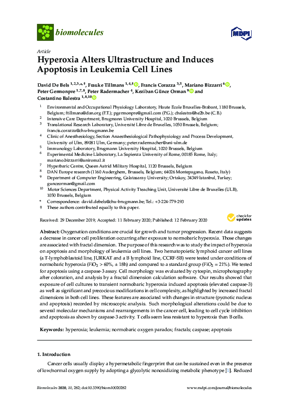 (PDF) Hyperoxia Alters Ultrastructure and Induces Apoptosis in Leukemia ...