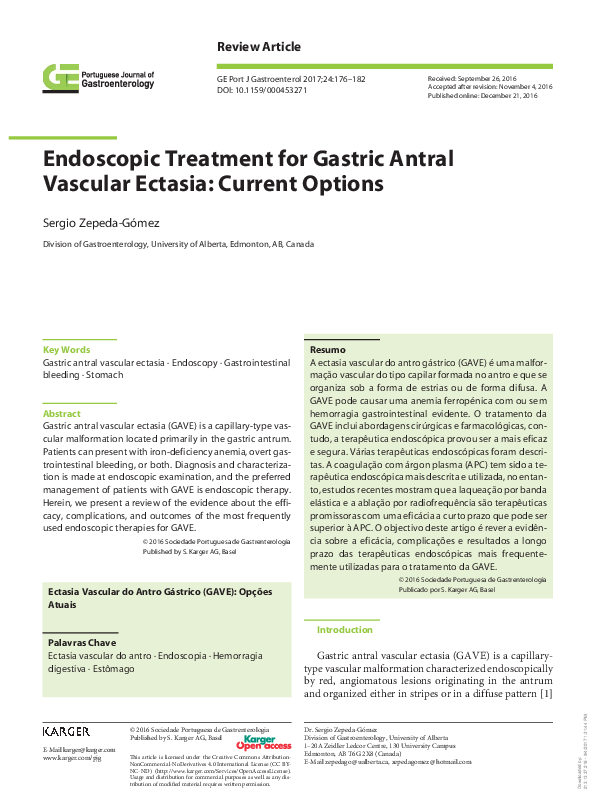 (PDF) Endoscopic Treatment for Gastric Antral Vascular Ectasia: Current ...