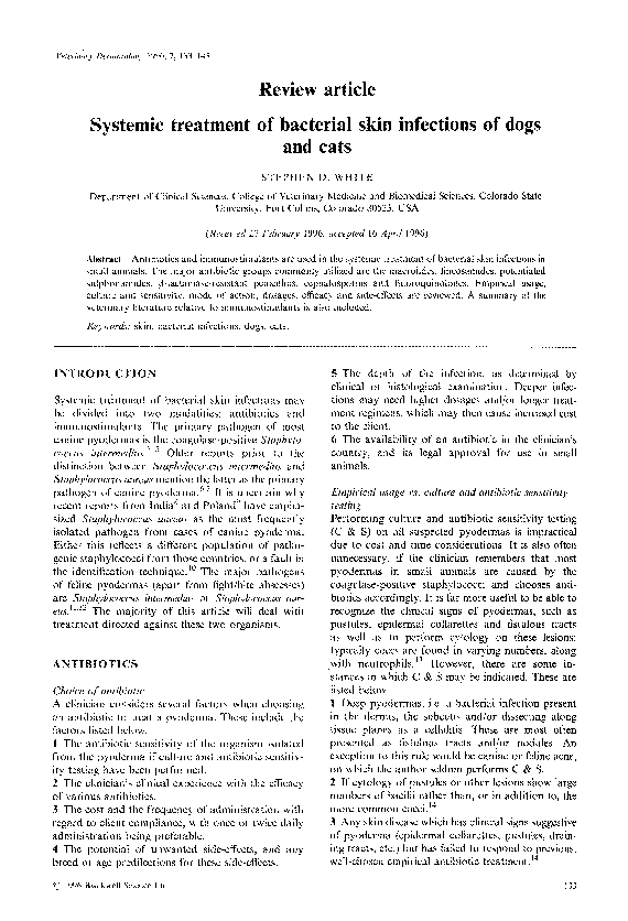 (PDF) Systemic treatment of bacterial skin infections of dogs and cats