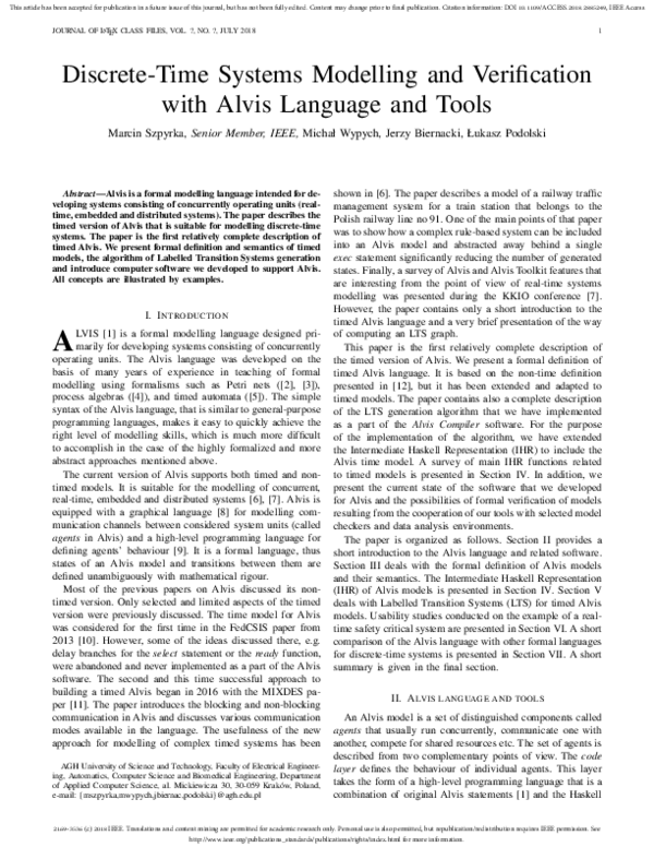 (PDF) Discrete-Time Systems Modelling and Verification with Alvis ...