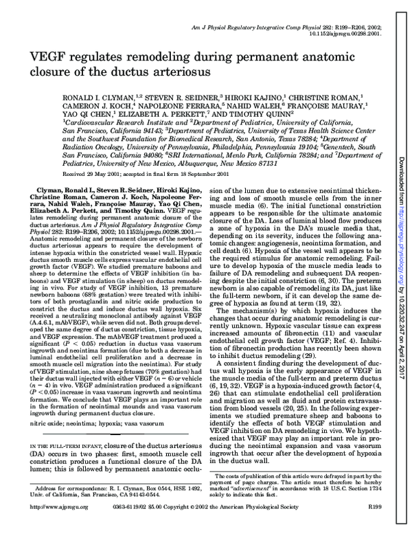 (PDF) VEGF regulates remodeling during permanent anatomic closure of ...