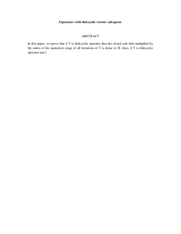 (PDF) Operators with Diskcyclic Vectors Subspaces