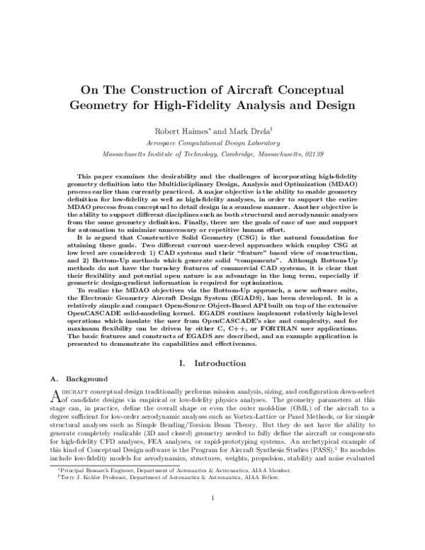 (PDF) On The Construction of Aircraft Conceptual Geometry for High ...