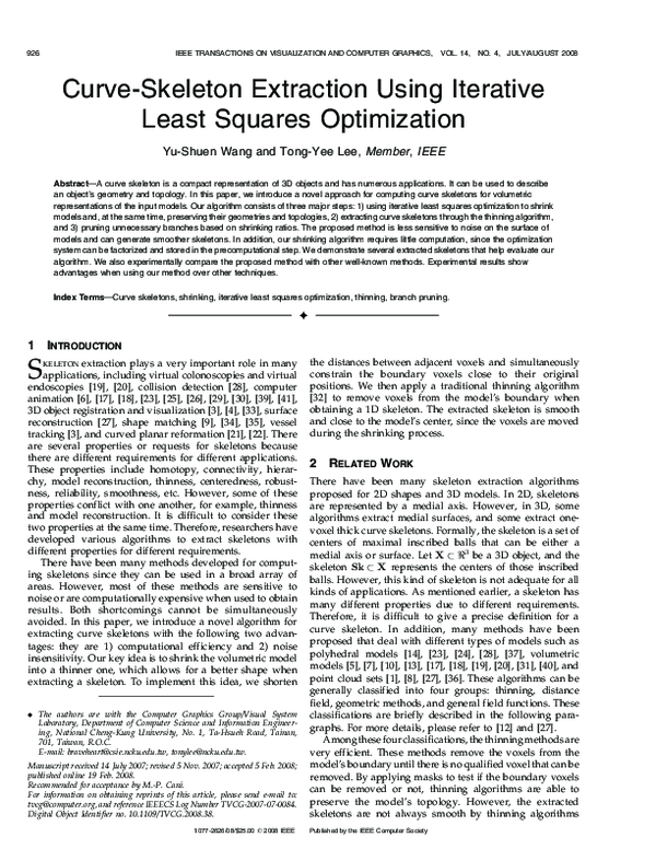 Pdf Curve Skeleton Extraction Using Iterative Least Squares Optimization