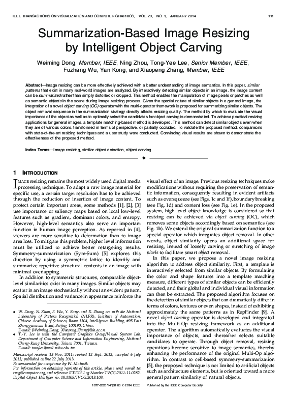 Pdf Summarization Based Image Resizing By Intelligent Object Carving