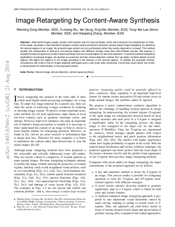 (PDF) Image Retargeting by Content-Aware Synthesis