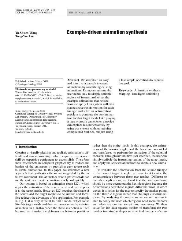 (PDF) Example-driven animation synthesis