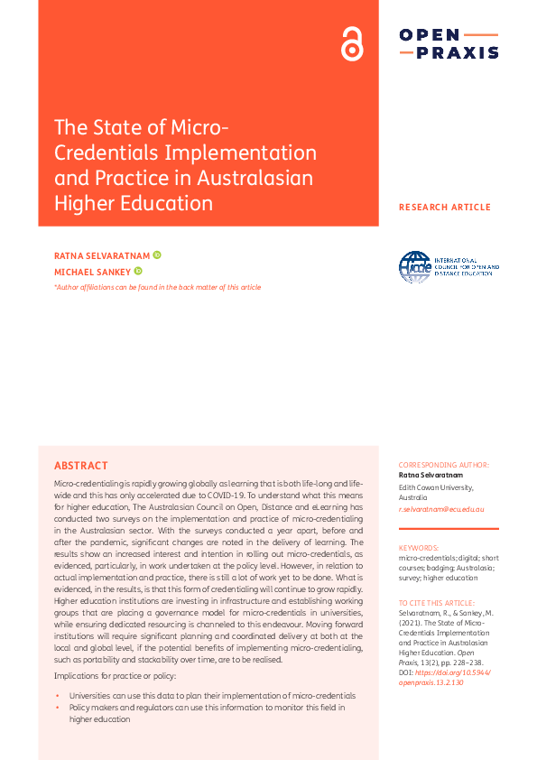 (PDF) The State of Micro-Credentials Implementation and Practice in ...