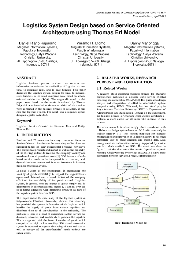 (PDF) Logistics System Design based on Service Oriented Architecture ...