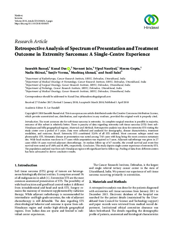 (PDF) Retrospective Analysis of Spectrum of Presentation and Treatment ...