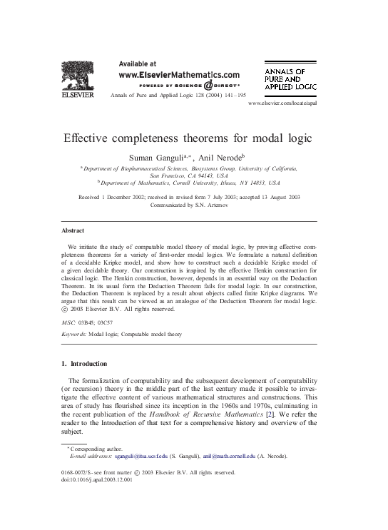 (PDF) Effective completeness theorems for modal logic
