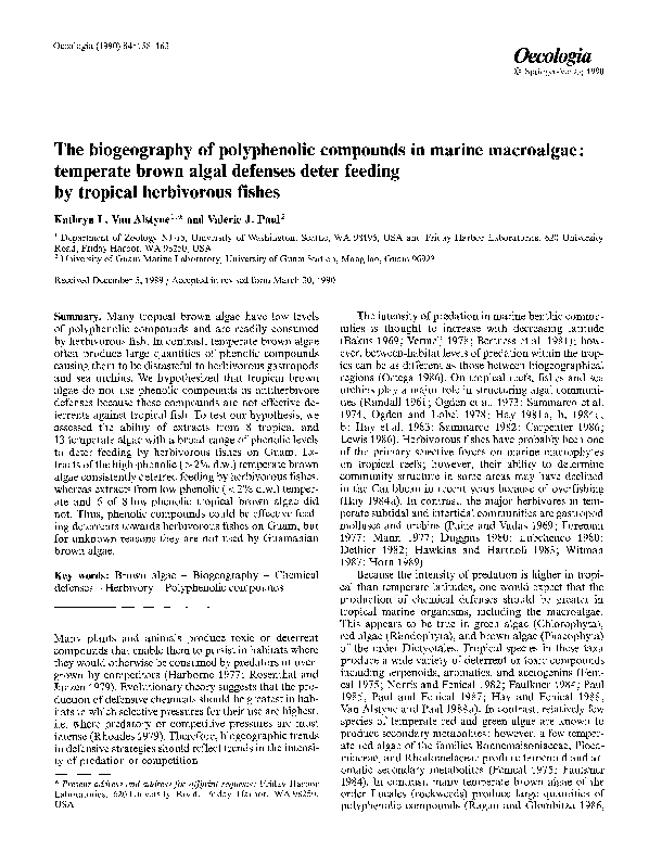 (PDF) The biogeography of polyphenolic compounds in marine macroalgae ...