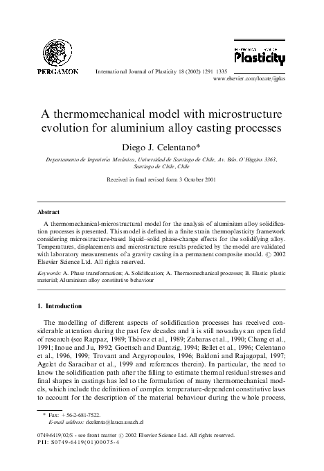 (PDF) A thermomechanical model with microstructure evolution for aluminium alloy casting ...