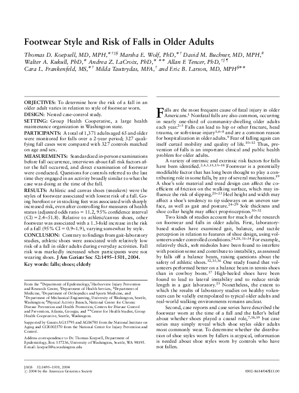 (PDF) Footwear Style and Risk of Falls in Older Adults