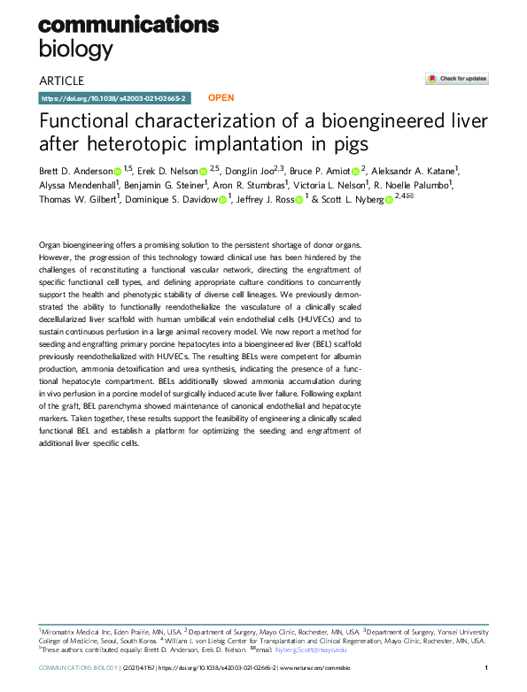 (PDF) Functional characterization of a bioengineered liver after ...