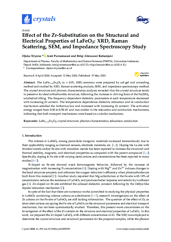 (PDF) Effect of the Zr-Substitution on the Structural and Electrical ...