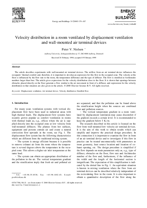 (PDF) Velocity distribution in a room ventilated by displacement ...